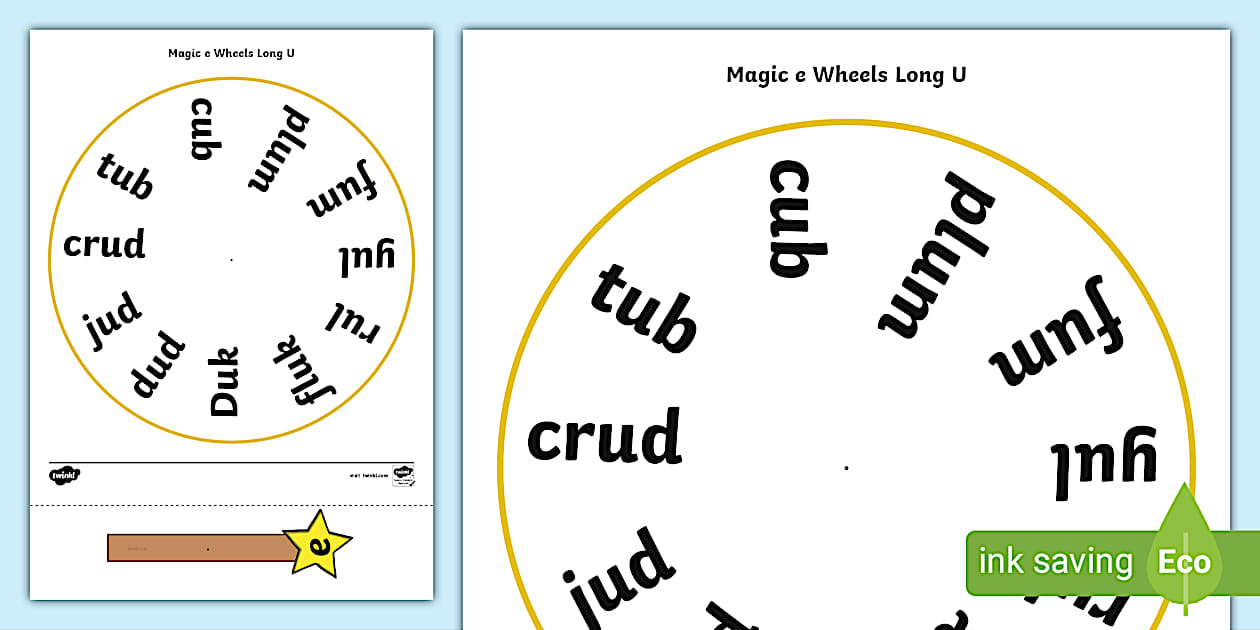 Magic e Wand Wheels Long U (teacher made) - Twinkl