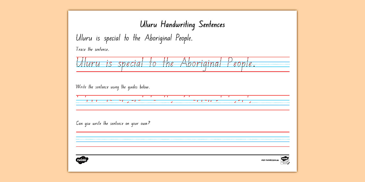 Uluru Cursive Writing Activity and Non-Cursive | Year 2