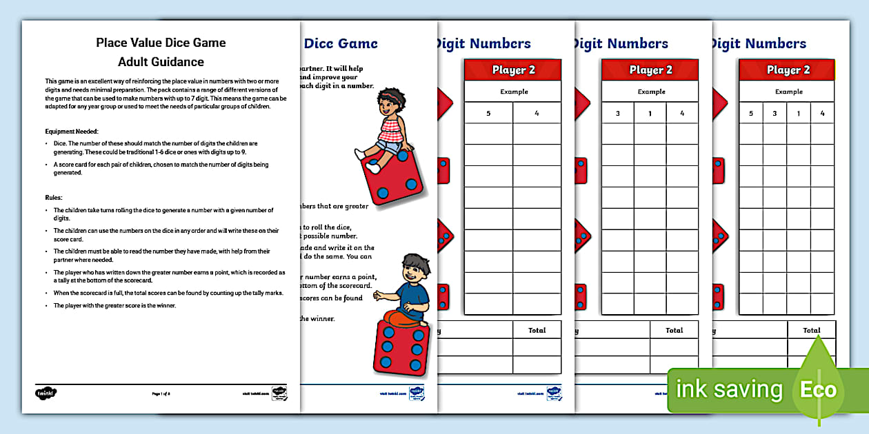 👉 Place Value Dice Game Pack (teacher made) - Twinkl