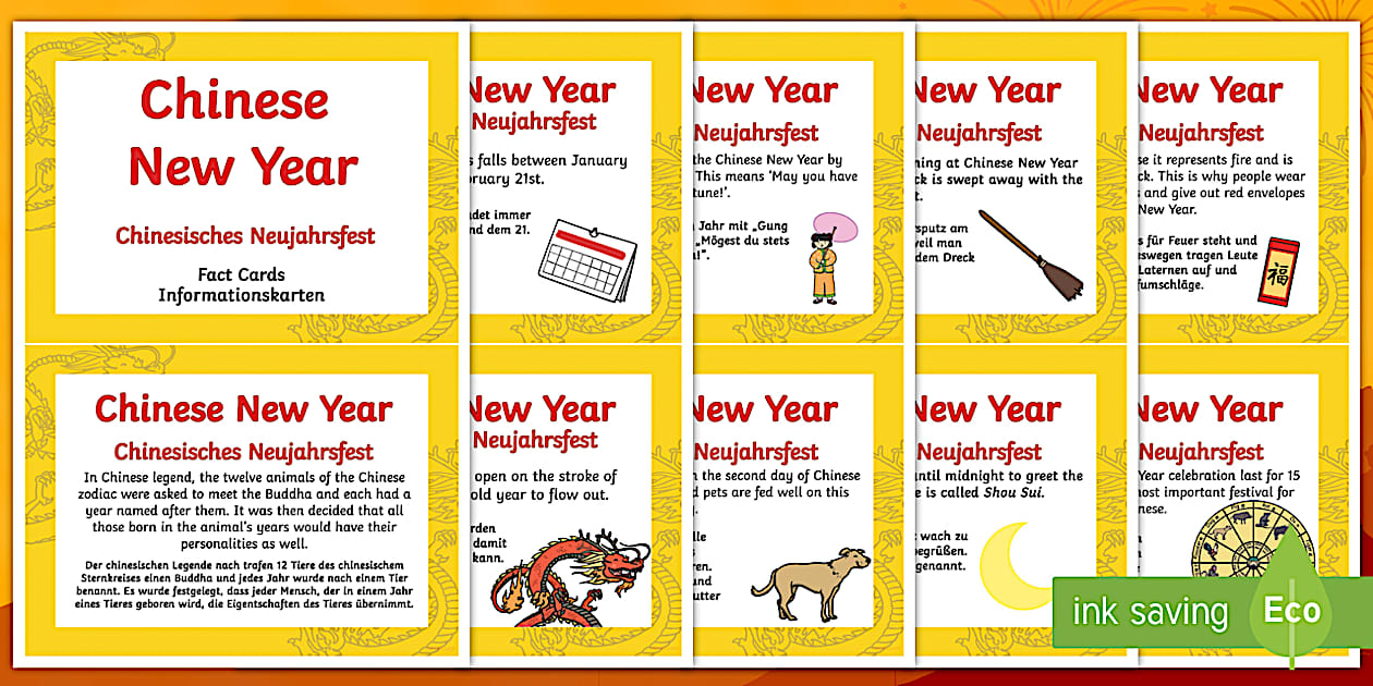 Chinese New Year Display Fact Cards English/German - EAL, German ...