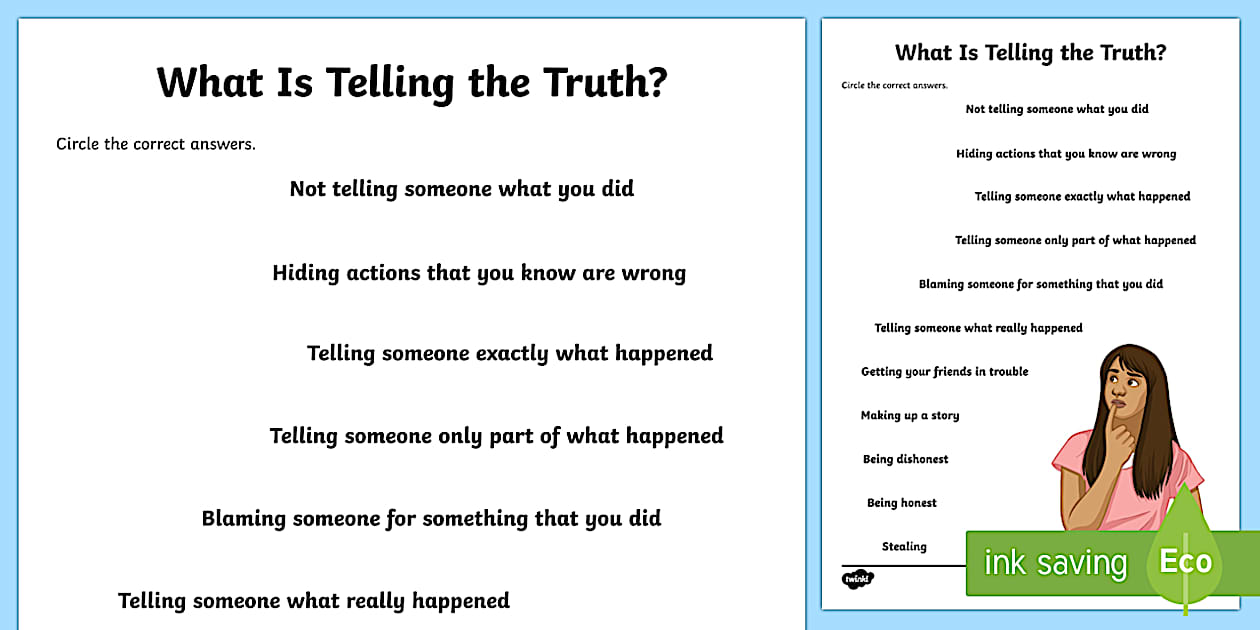 What Is Telling the Truth? Worksheet - Teaching Resource - Twinkl