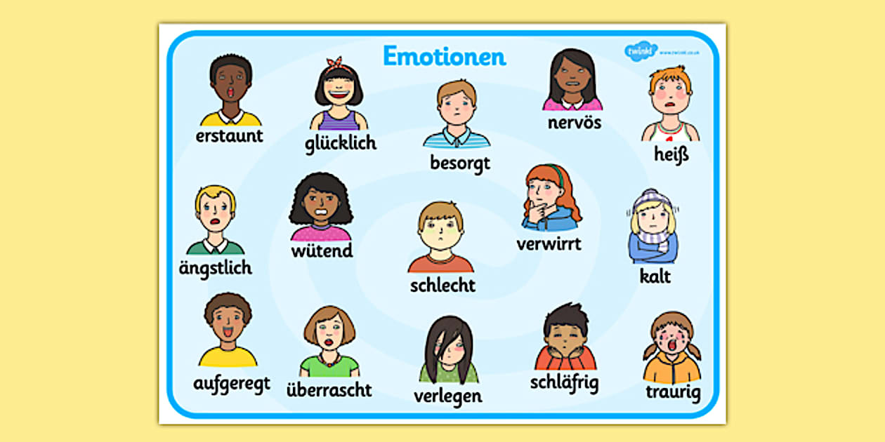 Emotions Word Card German (teacher made) - Twinkl