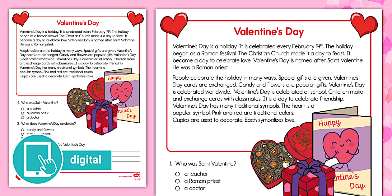2nd Grade Valentine’s Day Reading Comprehension | Twinkl USA