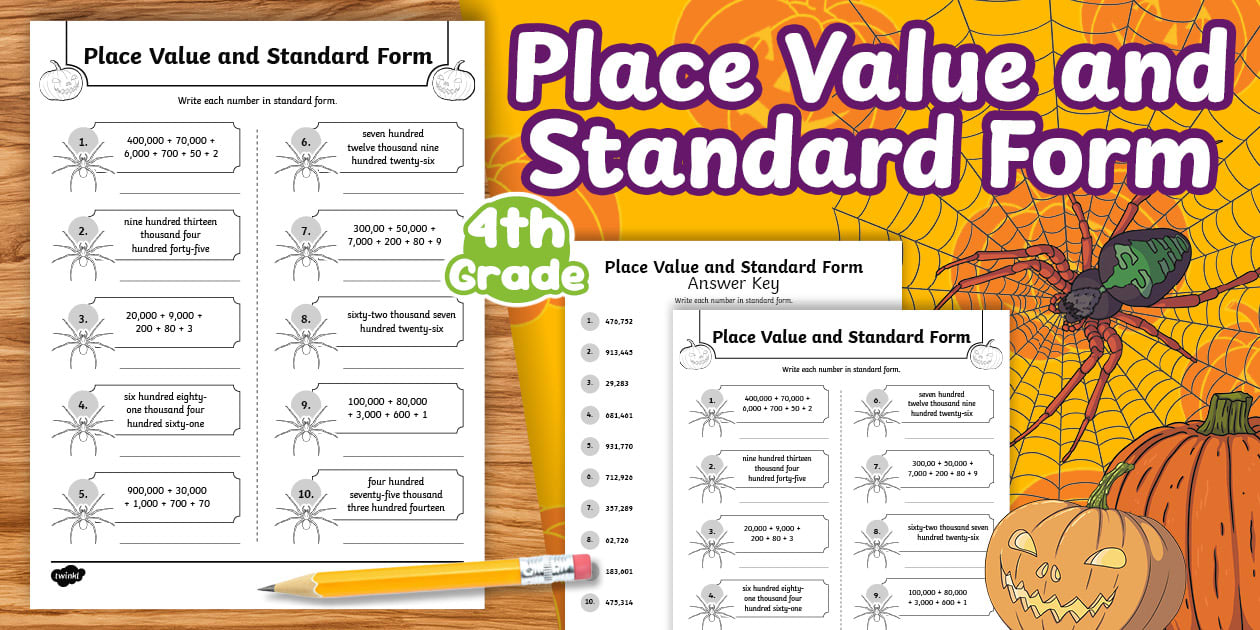 Fourth Grade Halloween Place Value and Standard Form