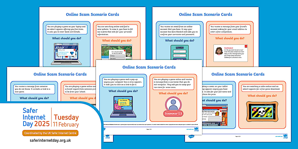 FREE! - Safer Internet Day 2025: Online Scam Scenario Cards KS1