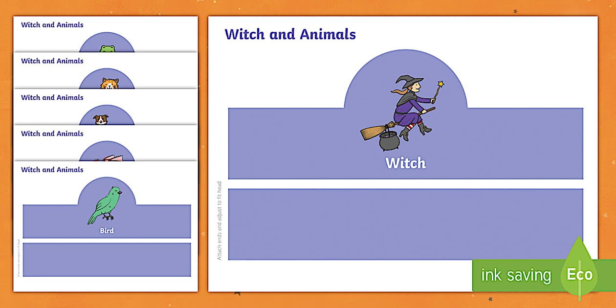 Witch and Animals Role Play Head Bands - Twinkl