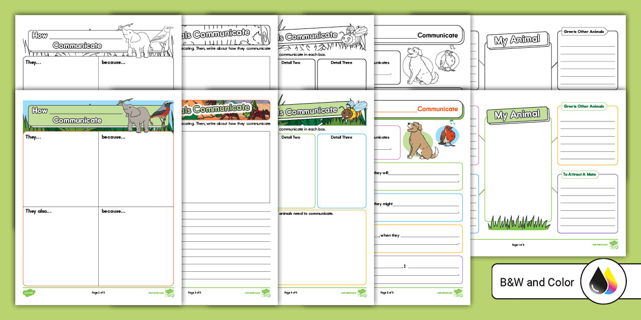 How Do Animals Communicate Graphic Organizer Set for K-2nd Grade