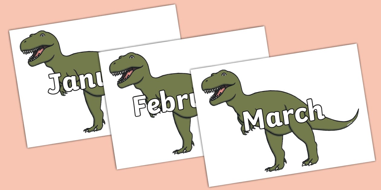 Months of the Year on T Rex Dinosaurs (Teacher-Made)