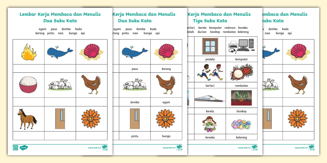 Worksheet Suku Kata untuk Latihan Membaca dan Menulis