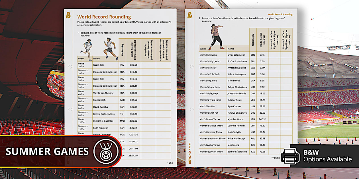 👉 Summer Games - World Record Rounding (teacher made)