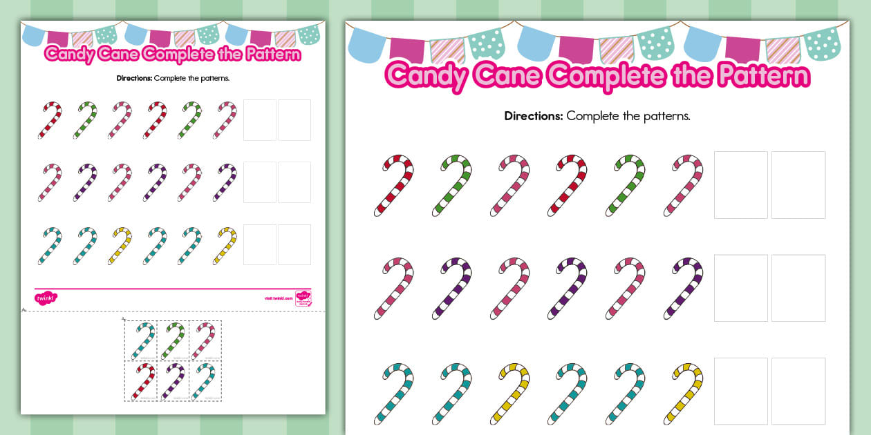 Candy Cane Complete the Pattern Activity (teacher made)