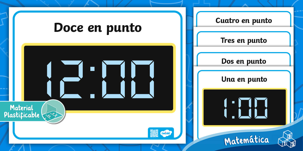 Póster | Hora en Punto | Matemática| Reloj Digital | Tiempo