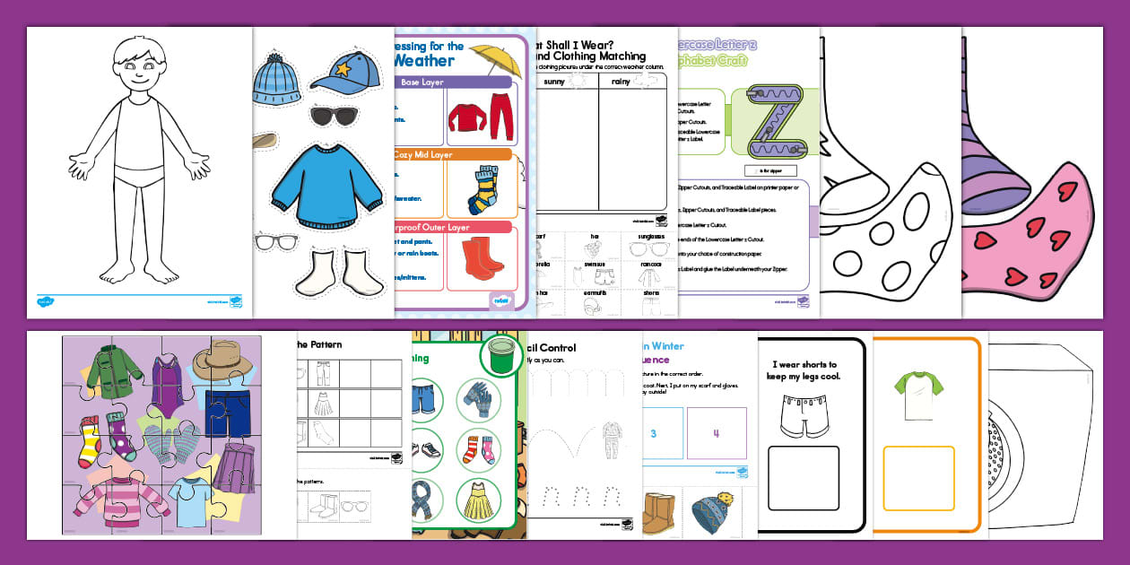 All About Clothes Activity Pack for PreK-K (teacher made)