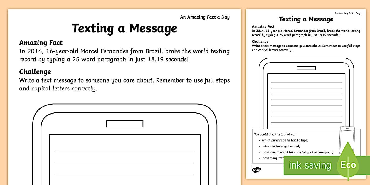 Text Message Template | Primary Writing Frames - Twinkl