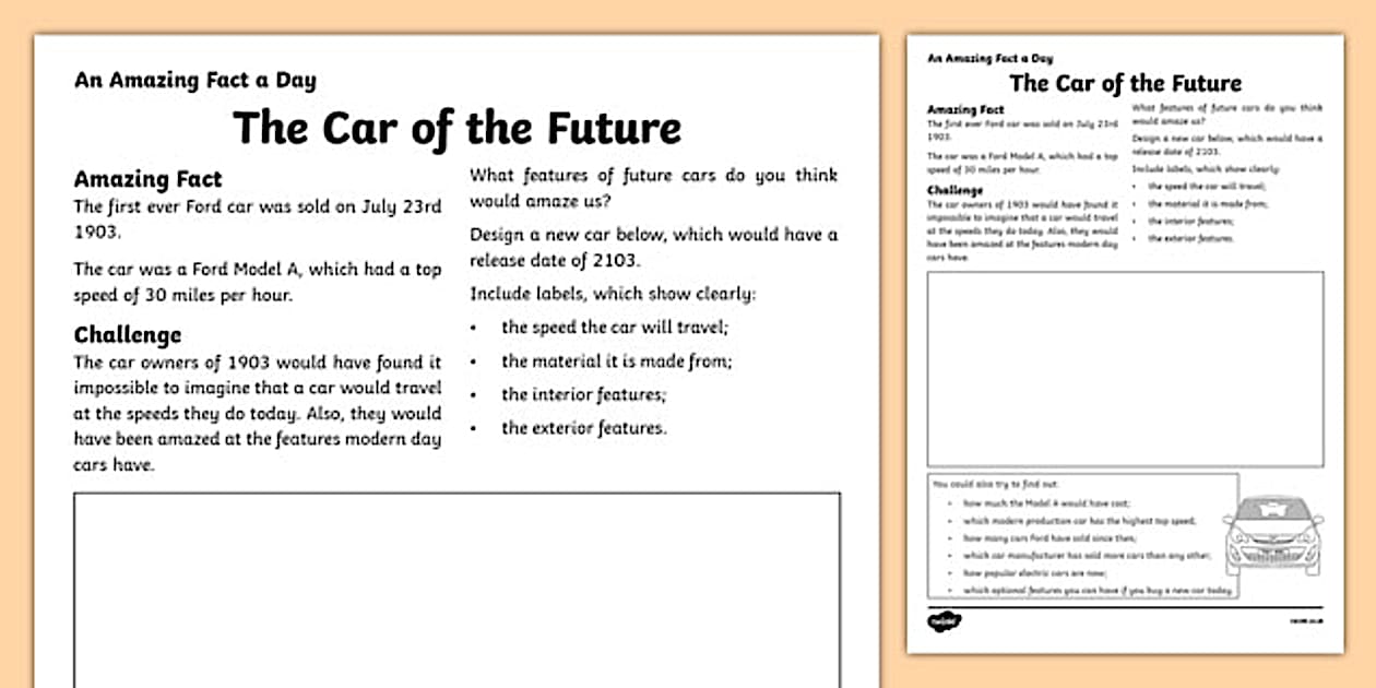 Car of the Future Activity | Vehicle Fill in Worksheet