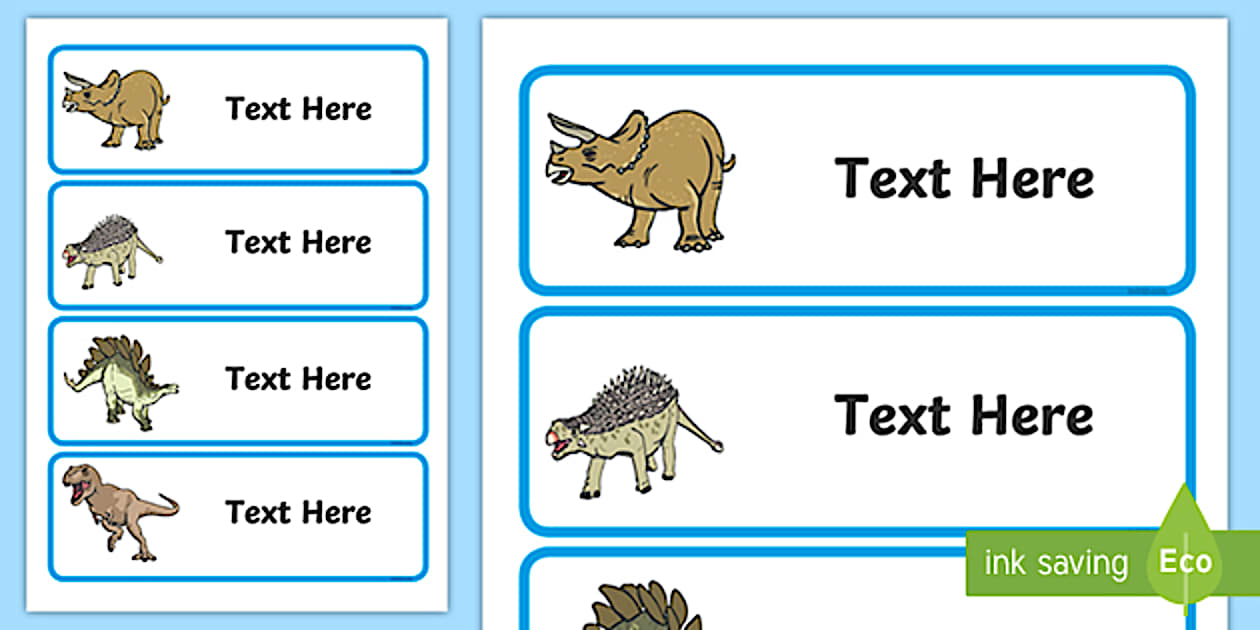Dinosaur Themed Editable Drawer-Peg-Name Labels (Blank)