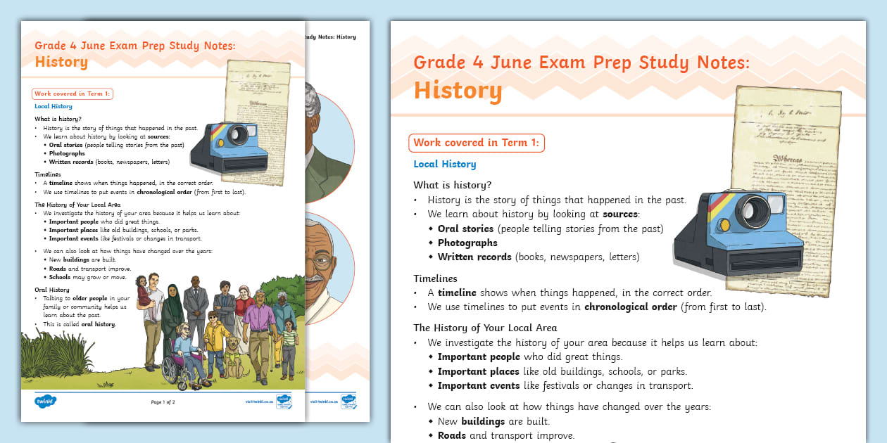 Grade 4 June Exam Prep Study Notes History - Twinkl