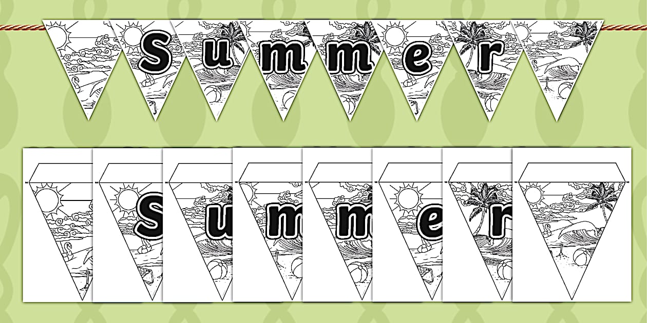 Summer Colouring Bunting (teacher made) - Twinkl