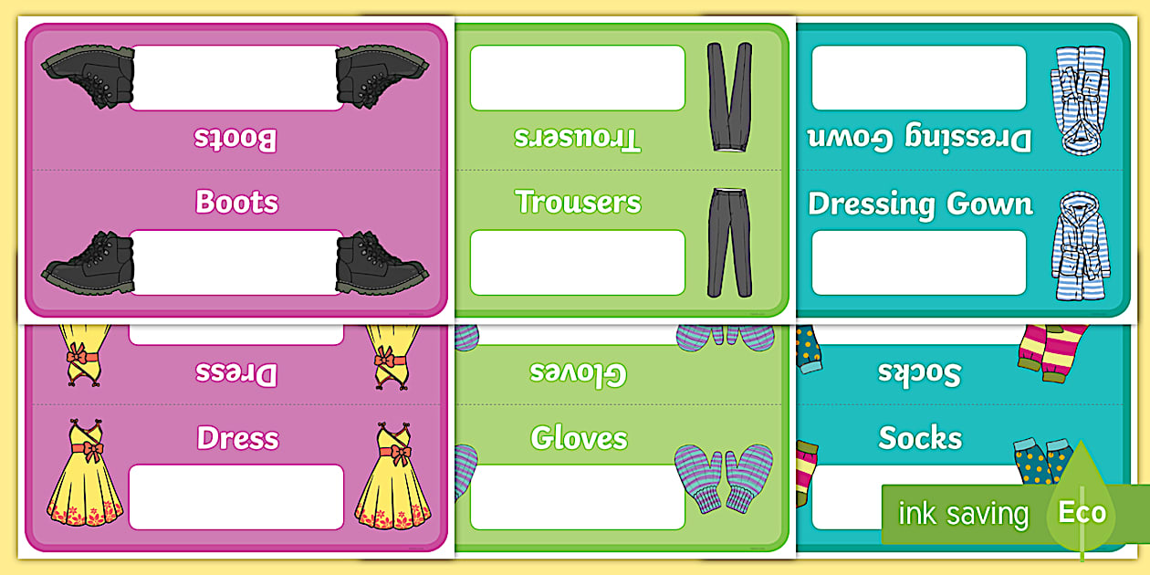Cursive Clothes Themed Group and Table Signs - Twinkl