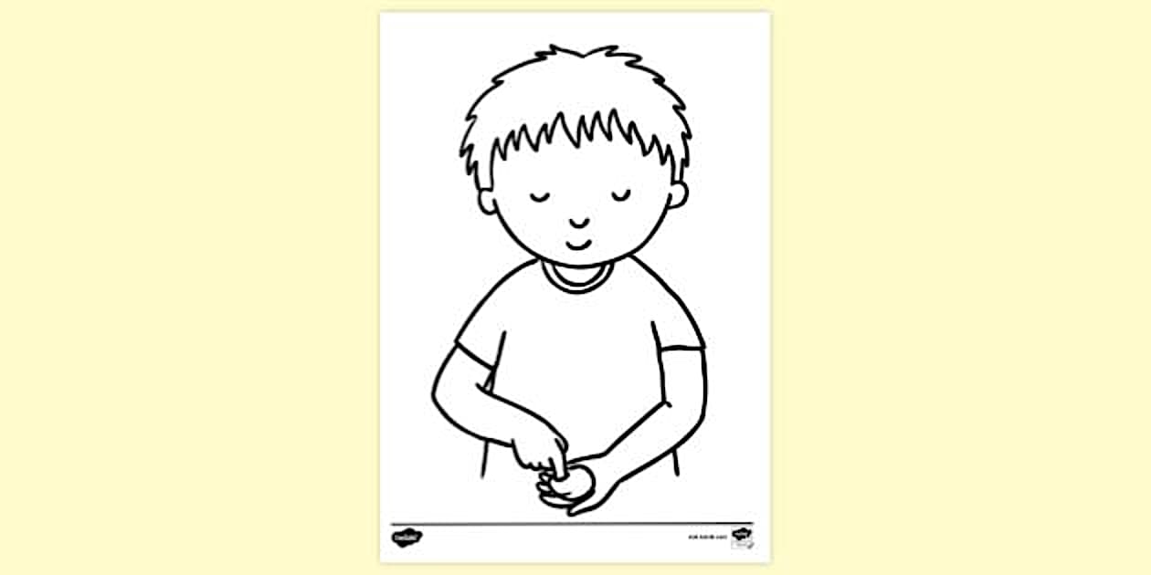 Pushing individual fingers into playdough Colouring Sheet