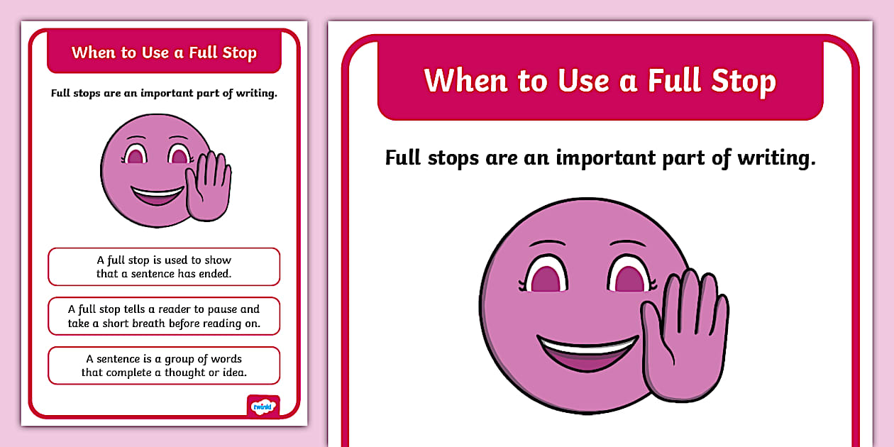 Let's Learn About Full Stops Display Poster (teacher made)