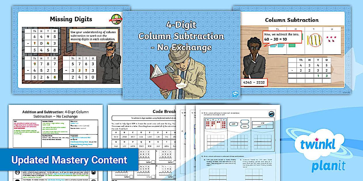 Year 4 Column Subtraction No Exchange Lesson Pack - Twinkl