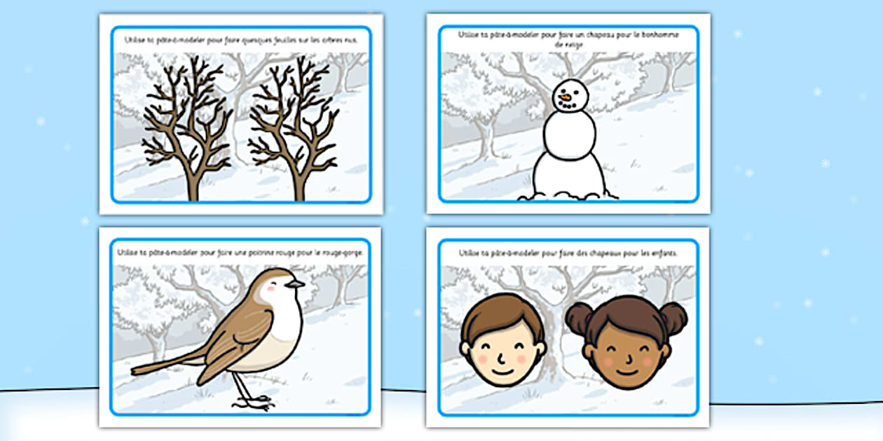 Winter Modelling Dough Mats French (teacher made) - Twinkl