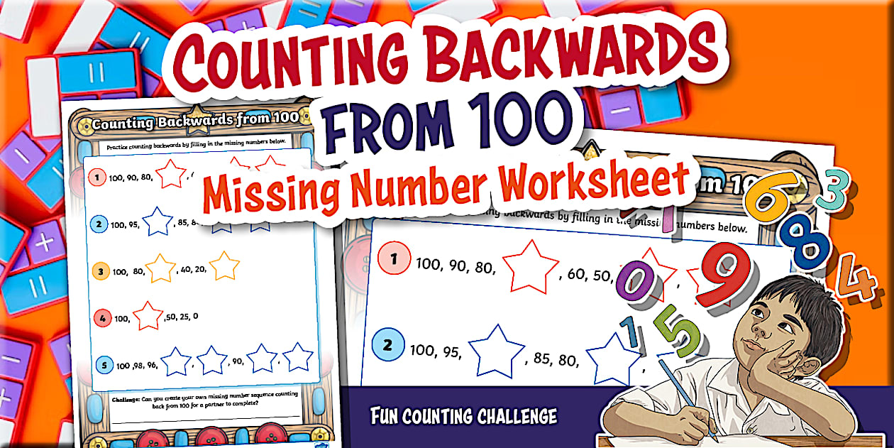 Intermediate Phase Maths - Counting Backwards from 100 - Missing Number