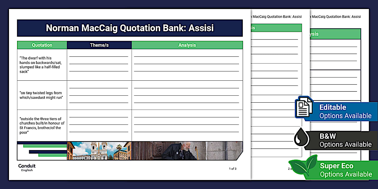 Norman MacCaig Quotation Bank: Assisi (teacher made)