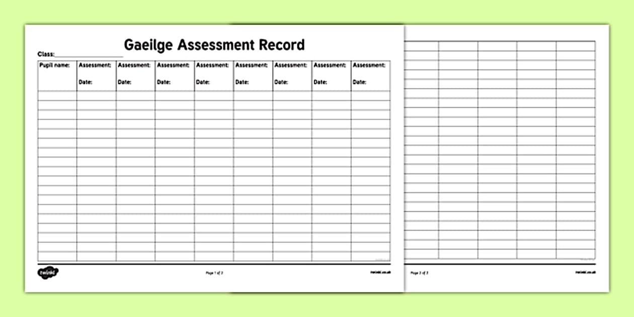 ROI Gaeilge Assessment Record