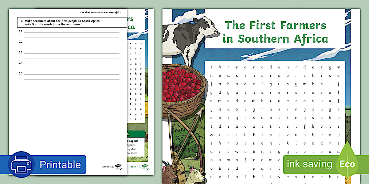 The First Farmers in Southern Africa - Wordsearch - Twinkl