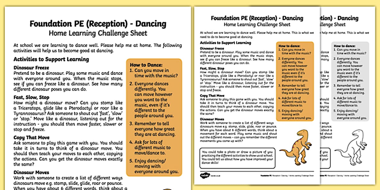 Black and White Foundation PE (Reception) - Dancing Home Learning Challenge