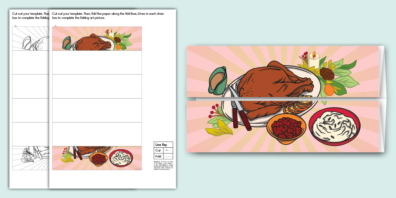 Thanksgiving Folding Art Template Twinkl
