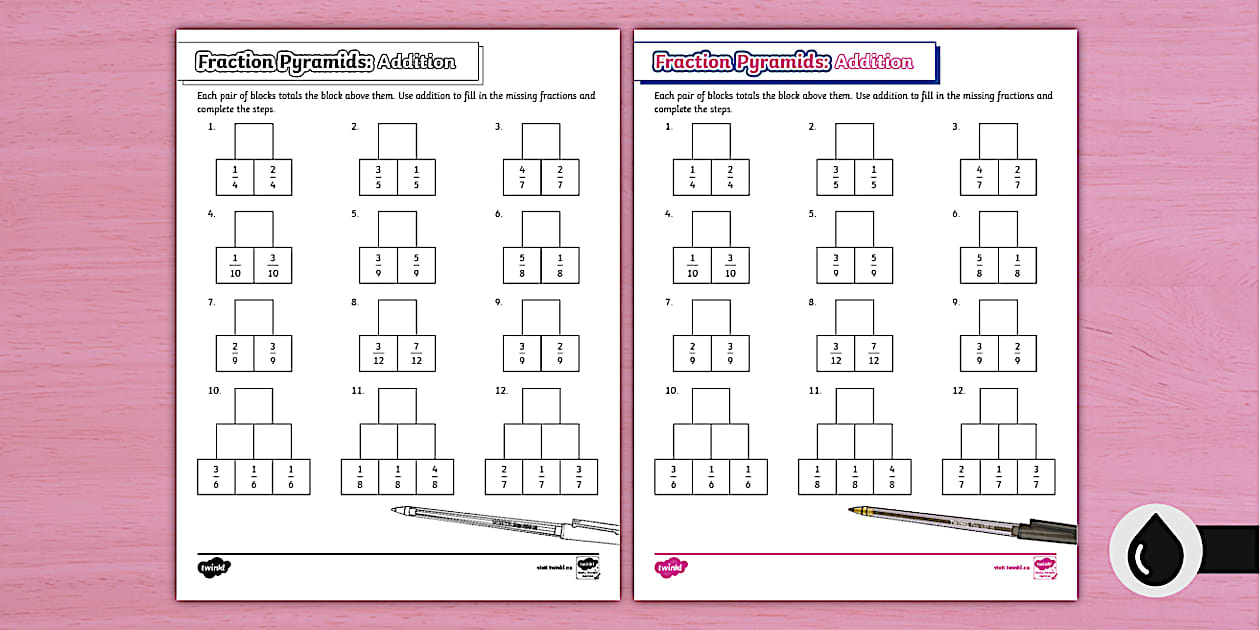 Fun With Fractions Addition Pyramids Activity (teacher made)