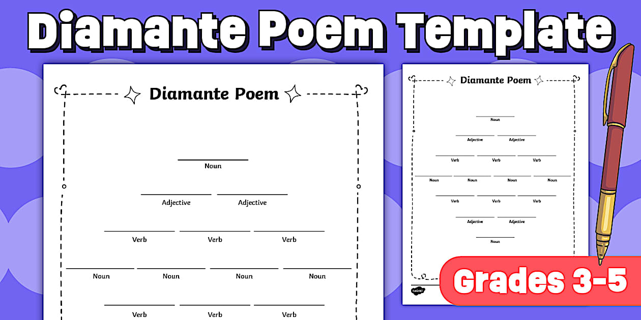 Diamante Poem Template