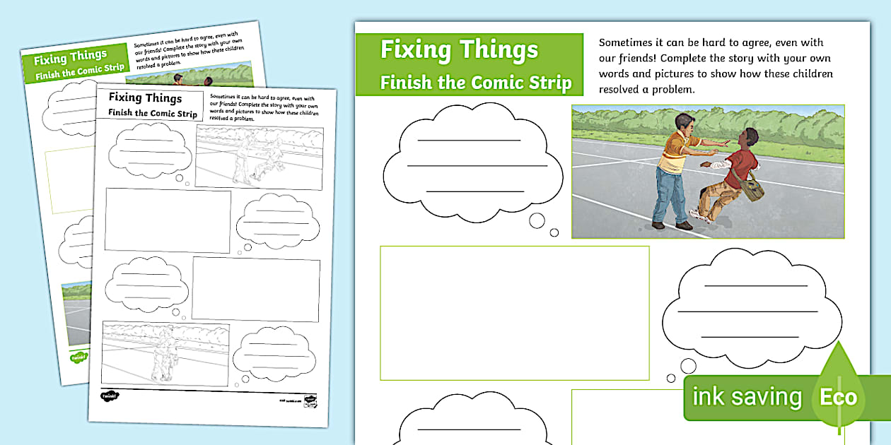 Fixing Things Finish the Comic Strip Worksheet - Twinkl