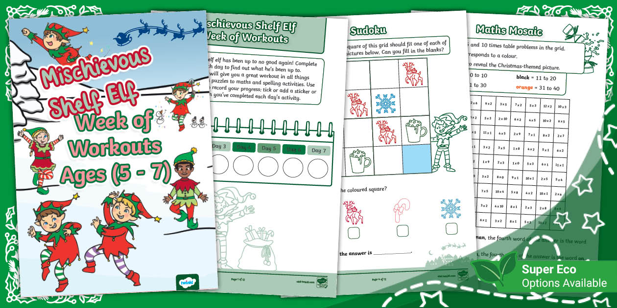 Mischievous Shelf Elf Week of Workouts (Ages 5 - 7) - Twinkl