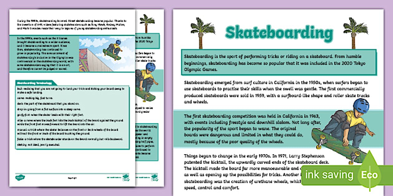 Skateboarding Fact File (teacher made) - Twinkl