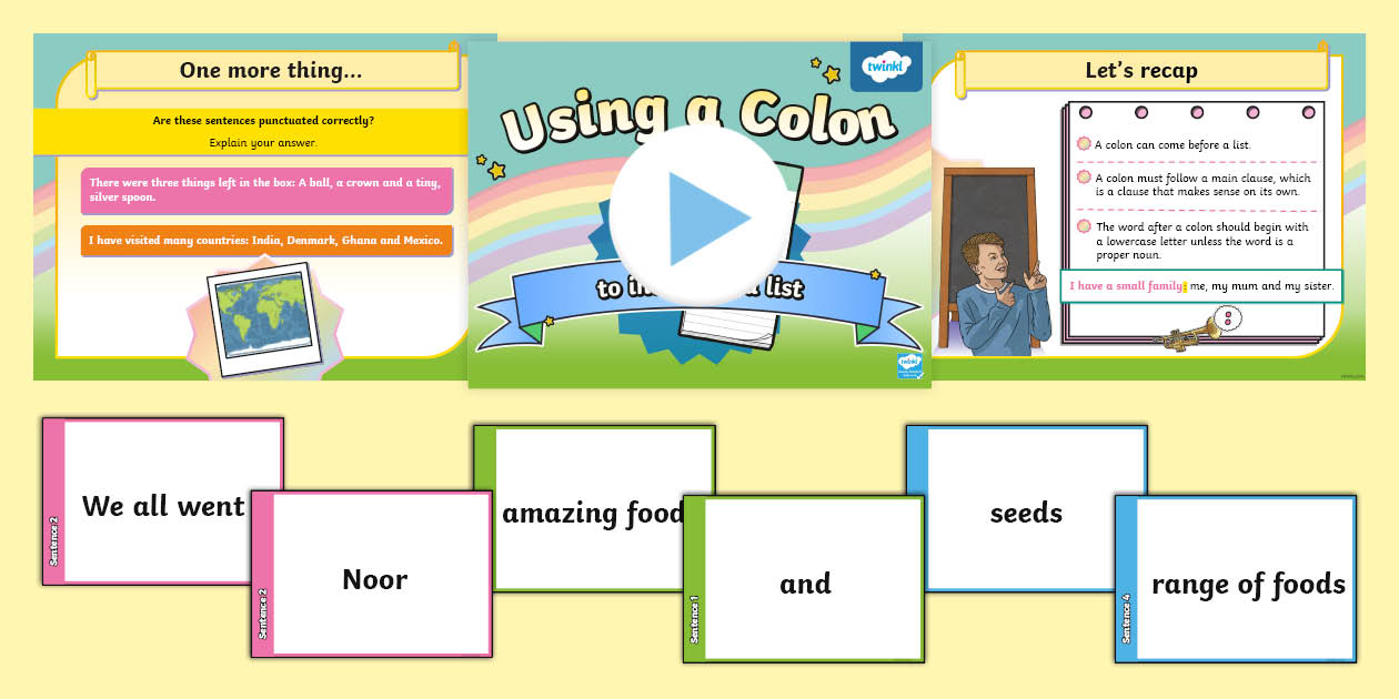 Using a Colon to Introduce a List - Colons KS2 - Twinkl