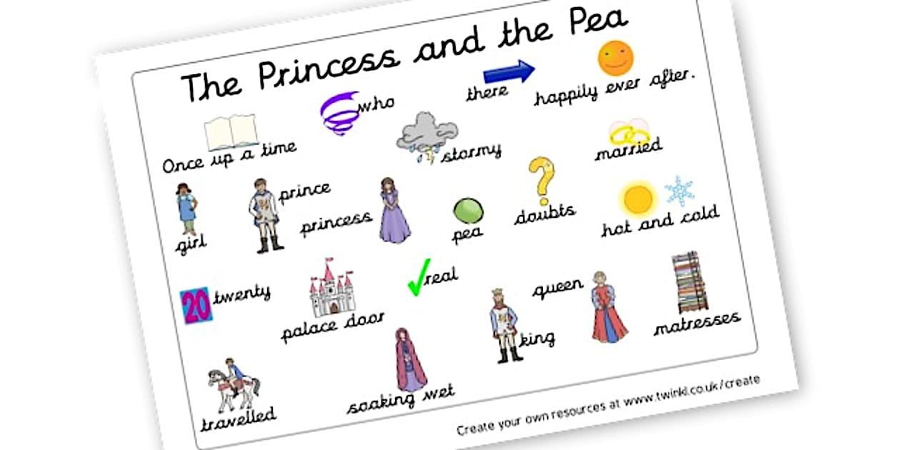 The Princess and the Pea Word Mat (teacher made) - Twinkl