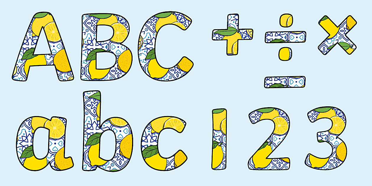 Mediterranean Lemon Alphabet Display Lettering - Twinkl