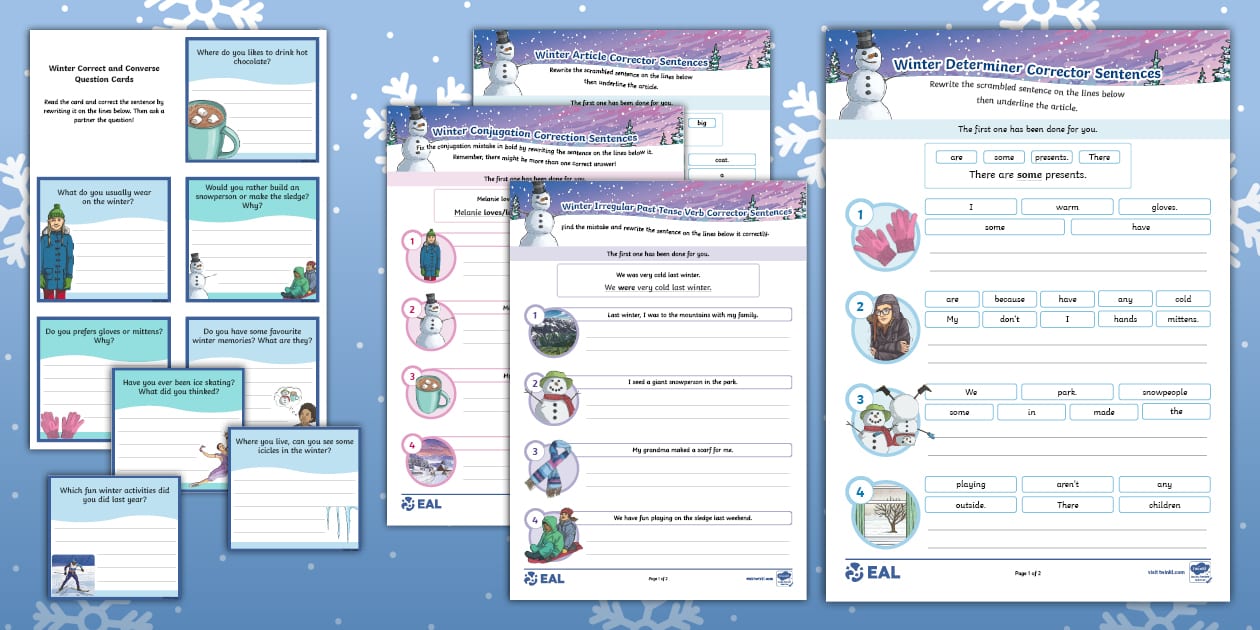 Winter Grammar Mistake Corrector Activities for Learners of EAL