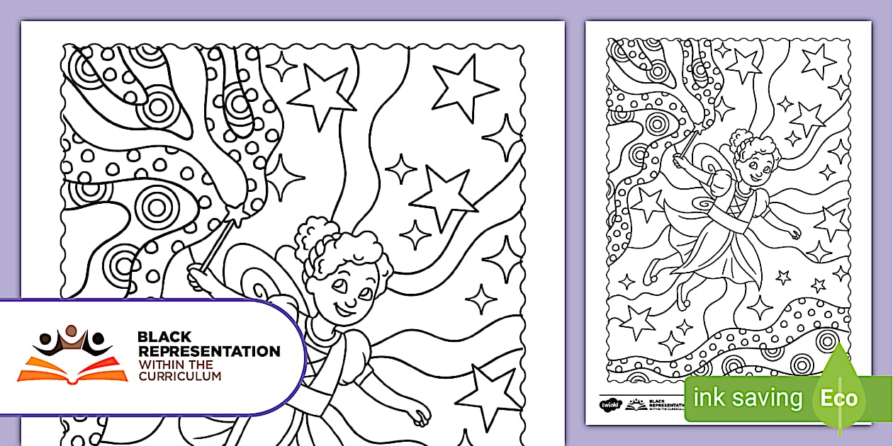 KS1 Fairies with Afros Colouring Sheets (creat de profesori)