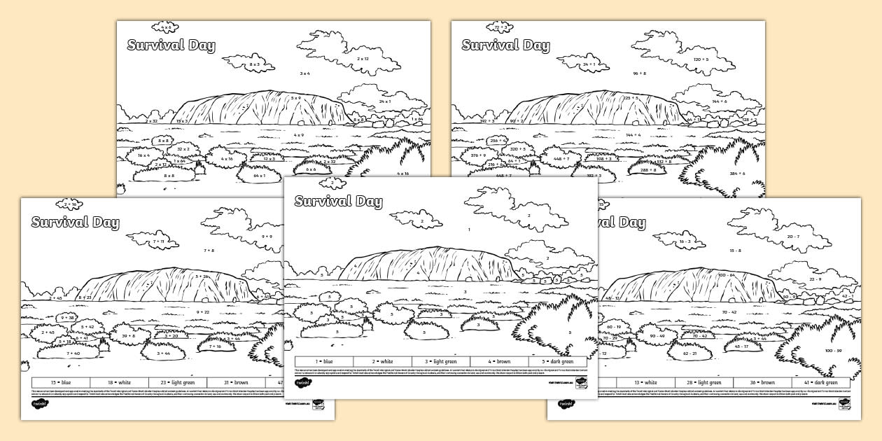 Survival Day Colour by Number Pack (l'enseignant a fait)