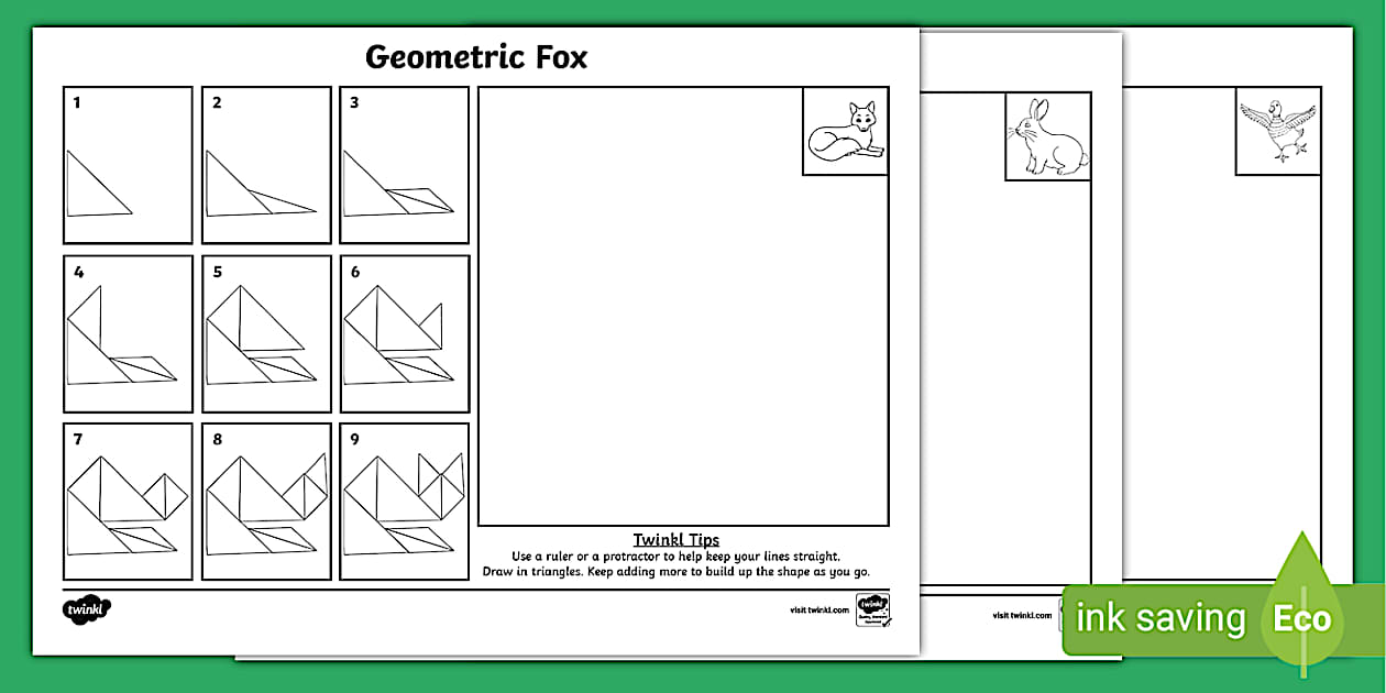 How to Draw Geometric Animals Step by Step (teacher made)