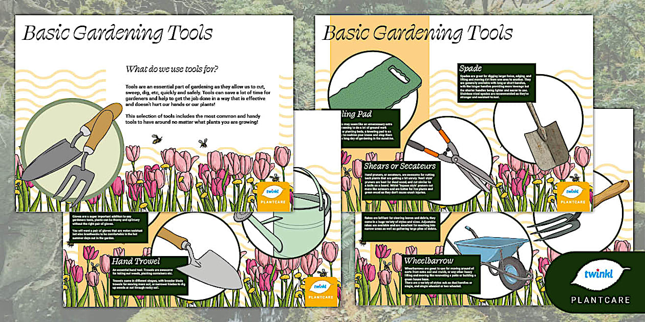 Basic Gardening Tools (teacher made) - Twinkl