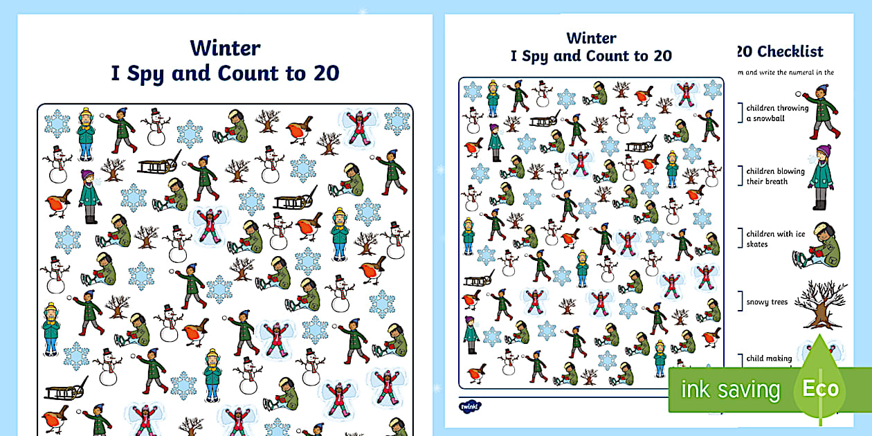 Winter I Spy and Count Activity to 20 - Twinkl