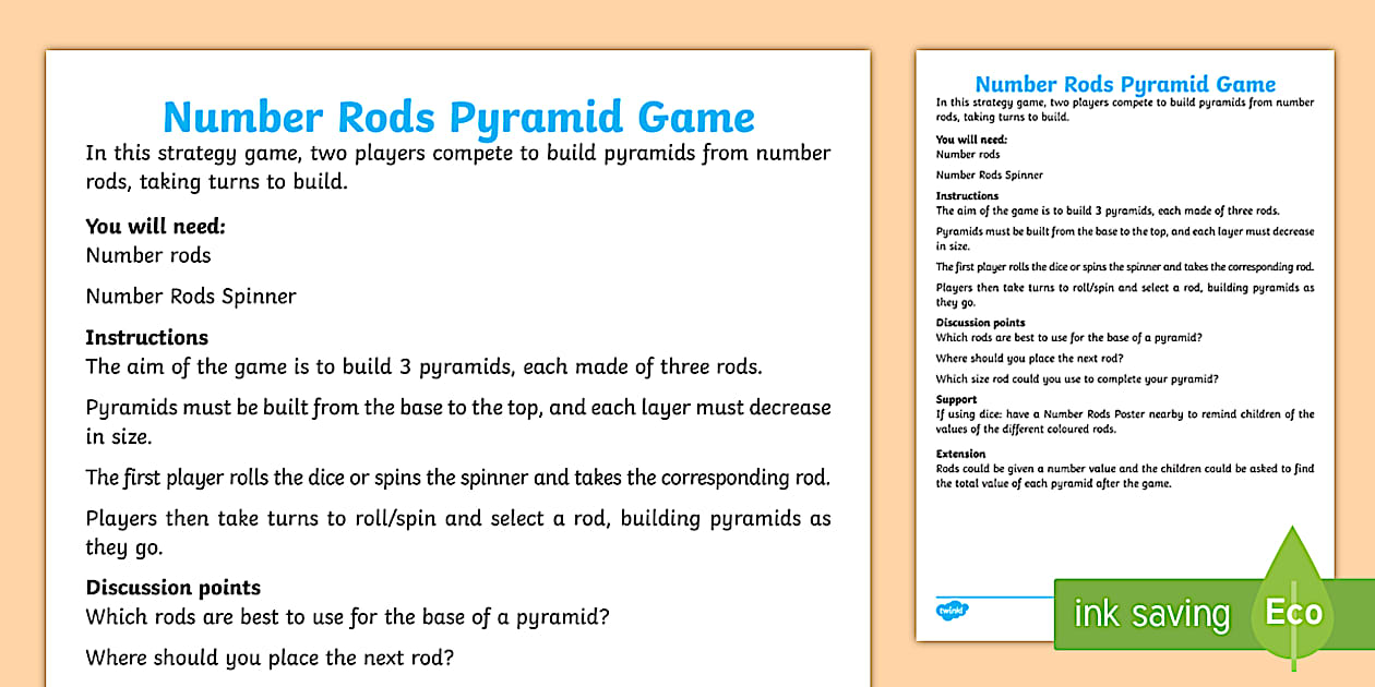 Black and White Number Rods Pyramids Board Game - Twinkl