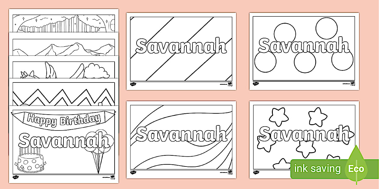 Savannah Name Simple Colouring Activity Sheet (teacher made)