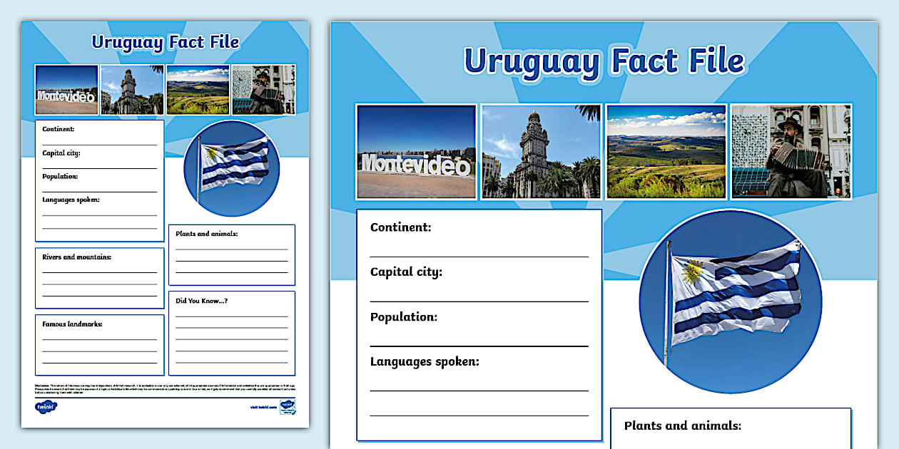 Uruguay Fact File Template (Hecho por educadores) - Twinkl